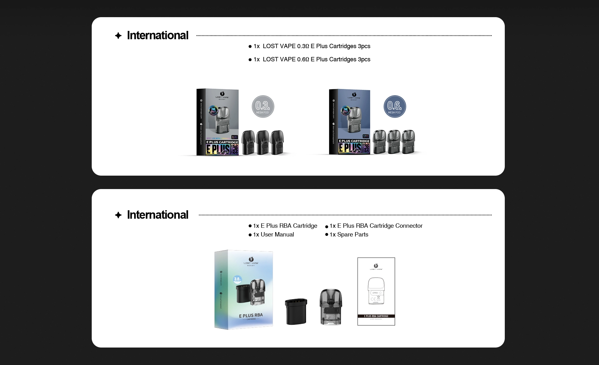 E PLUS (RBA) Cartridge - Lost Vape